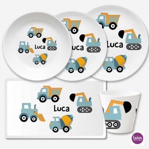Kinderteller mit Namen personalisiert, Kindergeschirr Set Melamin, Kindergeschenk, Taufe ...