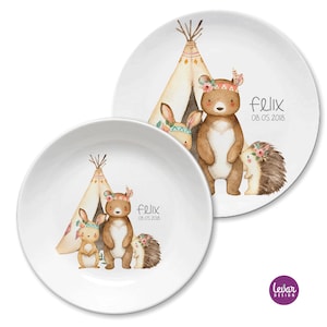 Kindergeschirr, Kinderteller mit Namen, personalisiert, Taufgeschenk, Geschenk Geburt ...