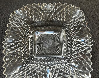 Cut Glass Candy Dishes 1960's Diamond Cut Ruffle Edge Indiana Glass ...