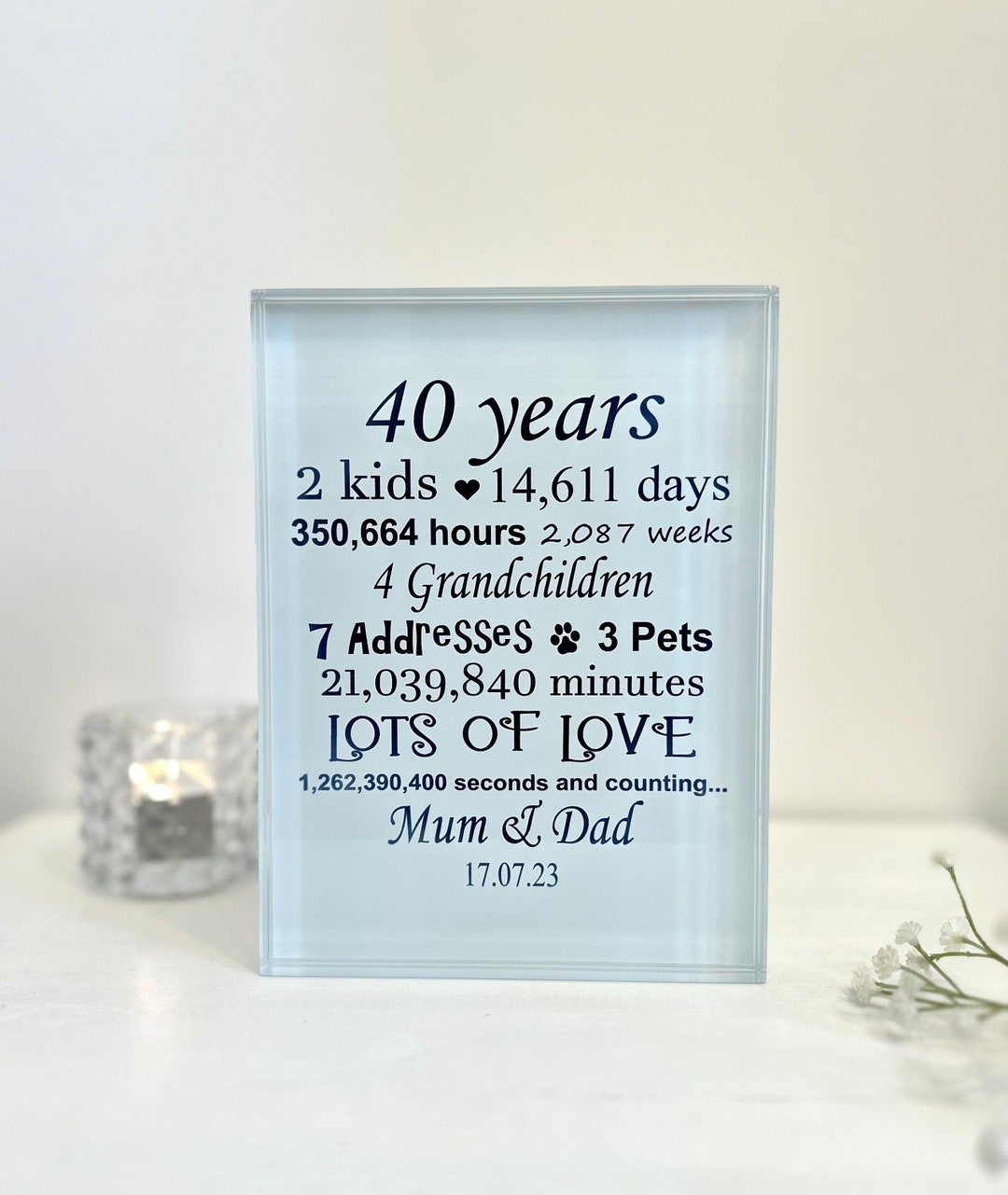 Ruby Wedding Anniversary Gift, 40th Anniversary Frame, Wedding ...