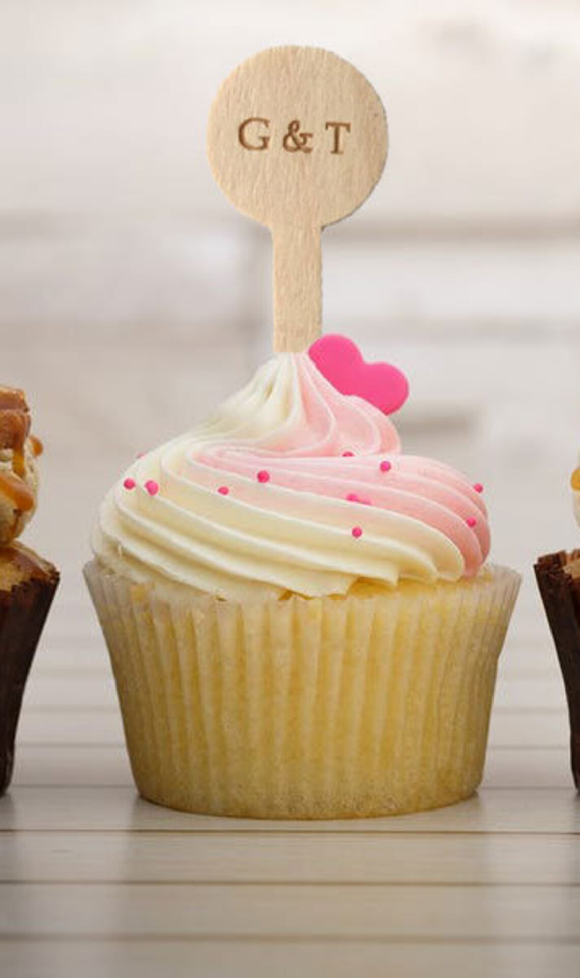 200pcs Wood Food Pick Sticks 8cm Cupcakes Toppers Initials Personalized ...