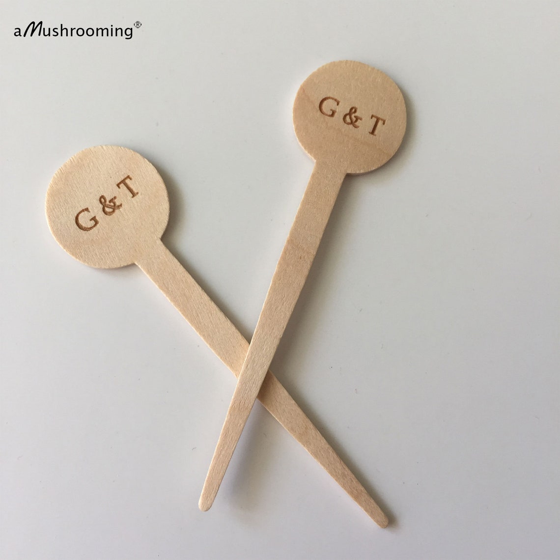 200pcs Wood Food Pick Sticks 8cm Cupcakes Toppers Initials Personalized ...