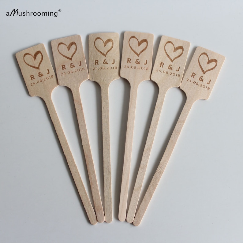 100 Custom Wooden Stir Sticks Heart for Wedding Cocktails - Etsy