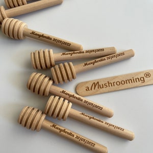 100 Pieces Wooden Honey Dippers Custom Engraved Wedding Party Favors ...