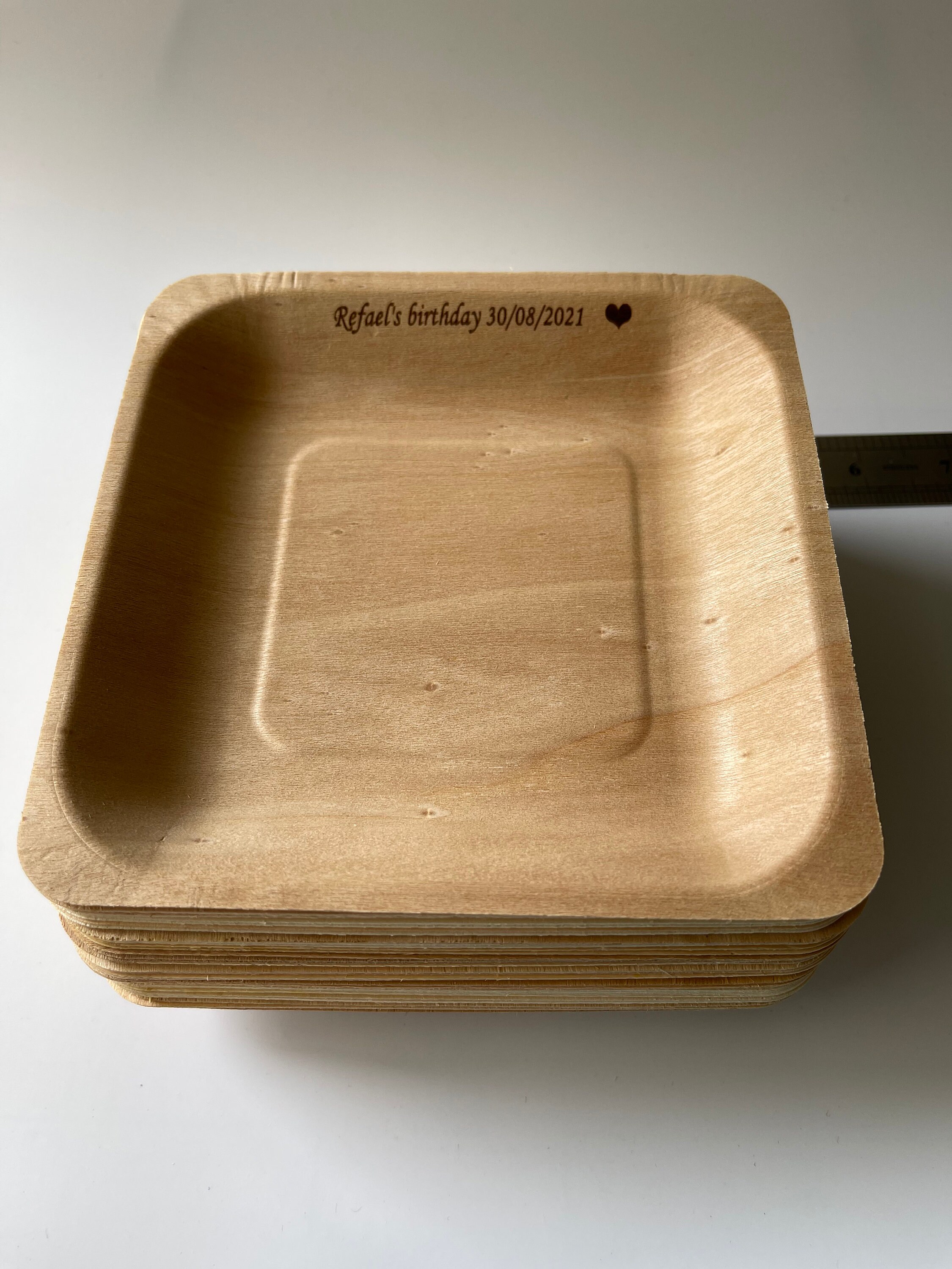 100 Personalized Square Plates Wooden Plate 14cm Party Plates - Etsy UK