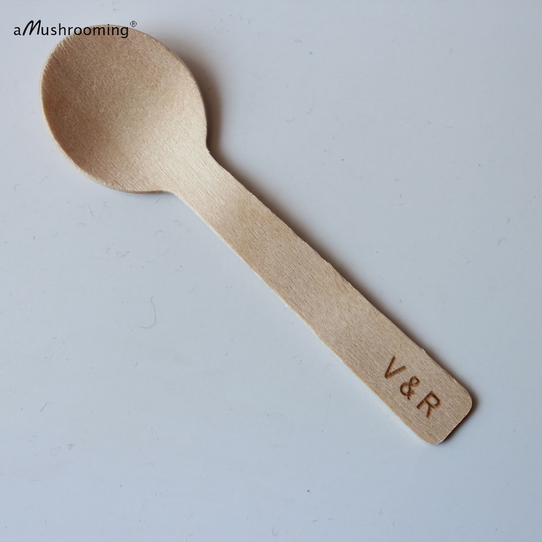 100 Personalized Ice Cream Spoon Mini Wooden Spoons Dessert Spoon With ...