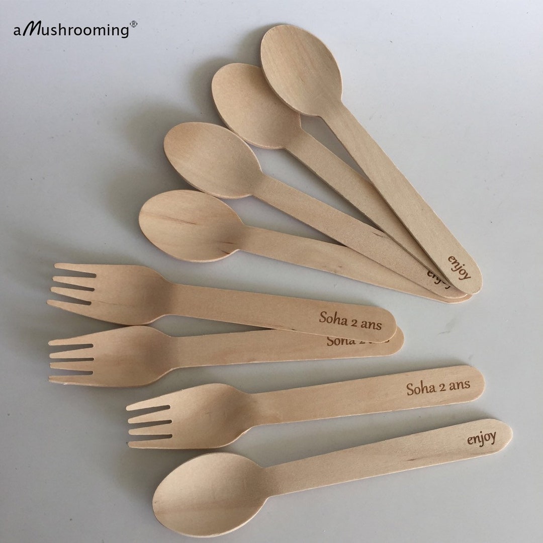 50 Custom Wooden Spoons Personalized Regular Wood Spoons 16cm Engrave ...