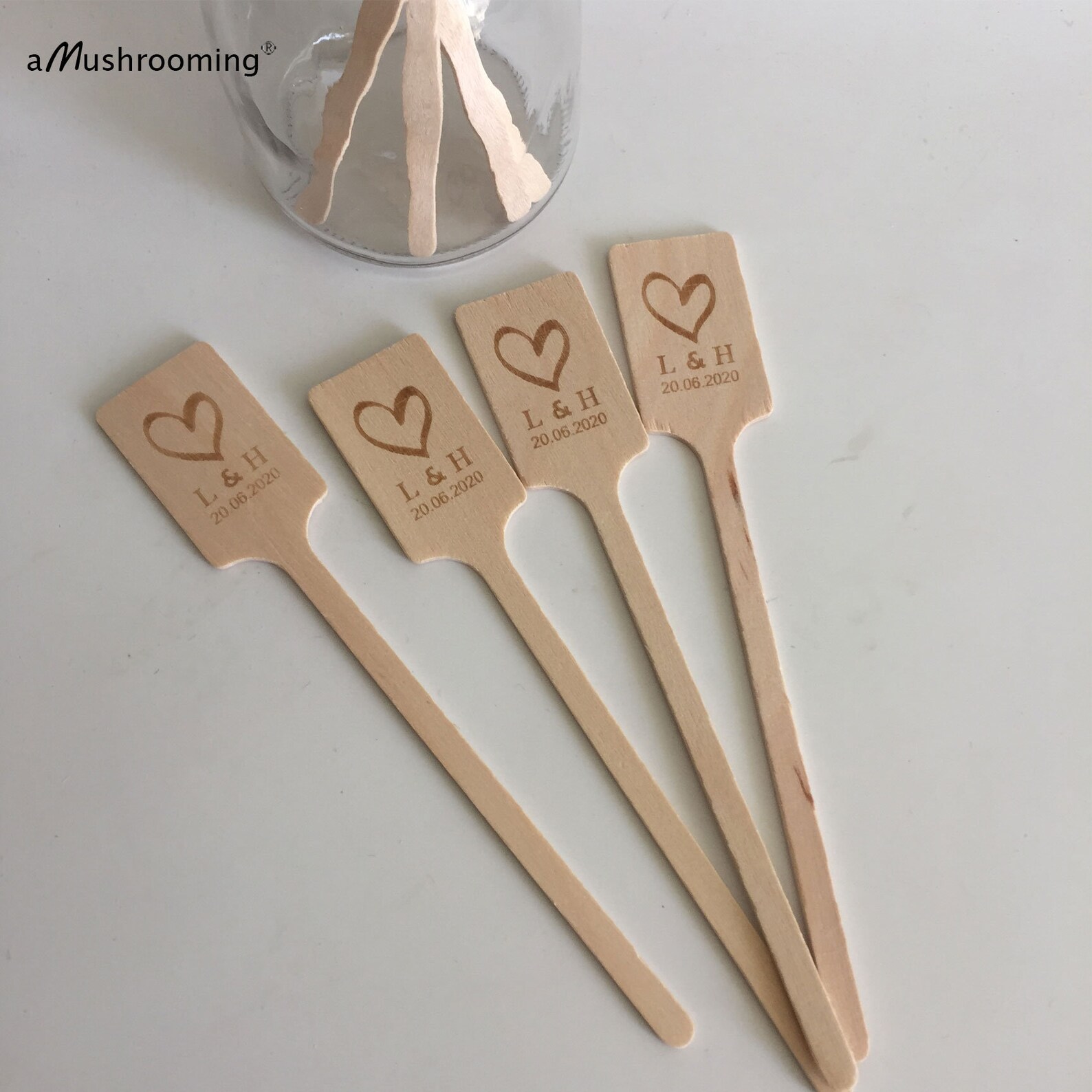 100 Custom Wooden Stir Sticks Heart for Wedding Cocktails - Etsy
