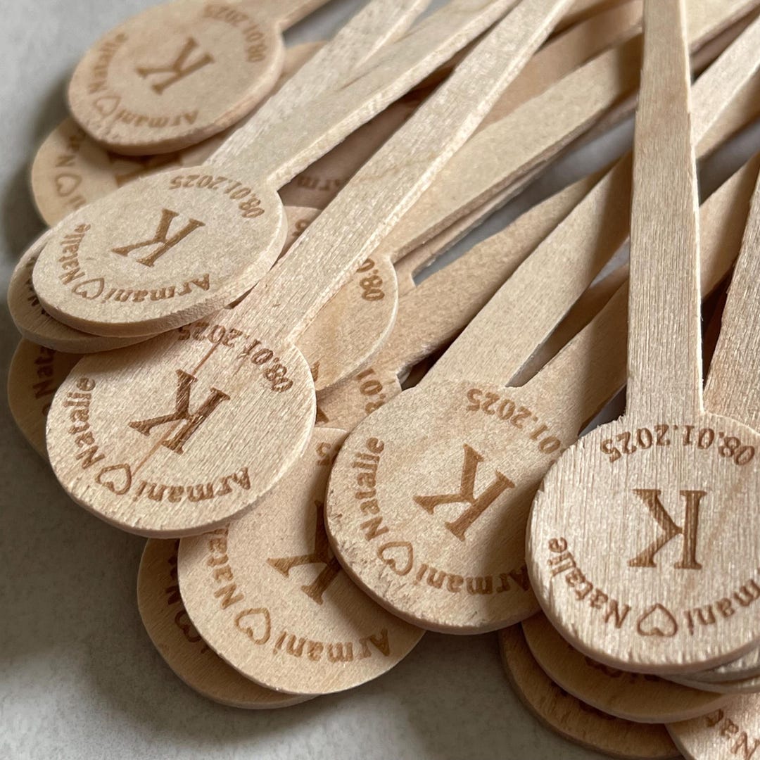 200pcs Wood Food Pick Sticks 8cm Cupcakes Toppers Initials Personalized ...