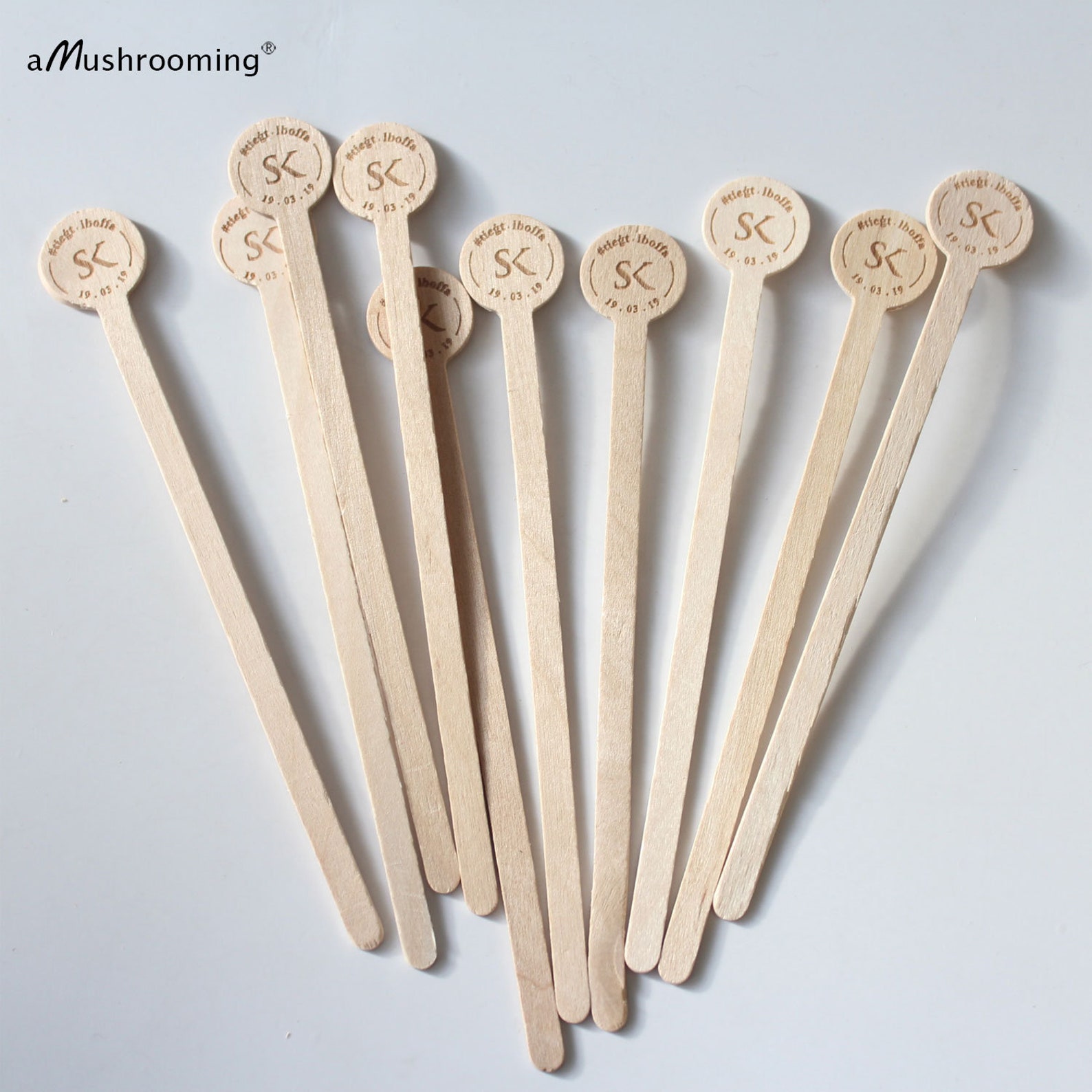 Wood Stir Sticks - 200 Custom Logo Cocktail Stirs, Personalised Drink ...