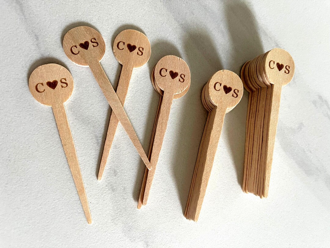 200pcs Wood Pick Sticks Groom Bridesmaids Personalized Cake Toppers ...