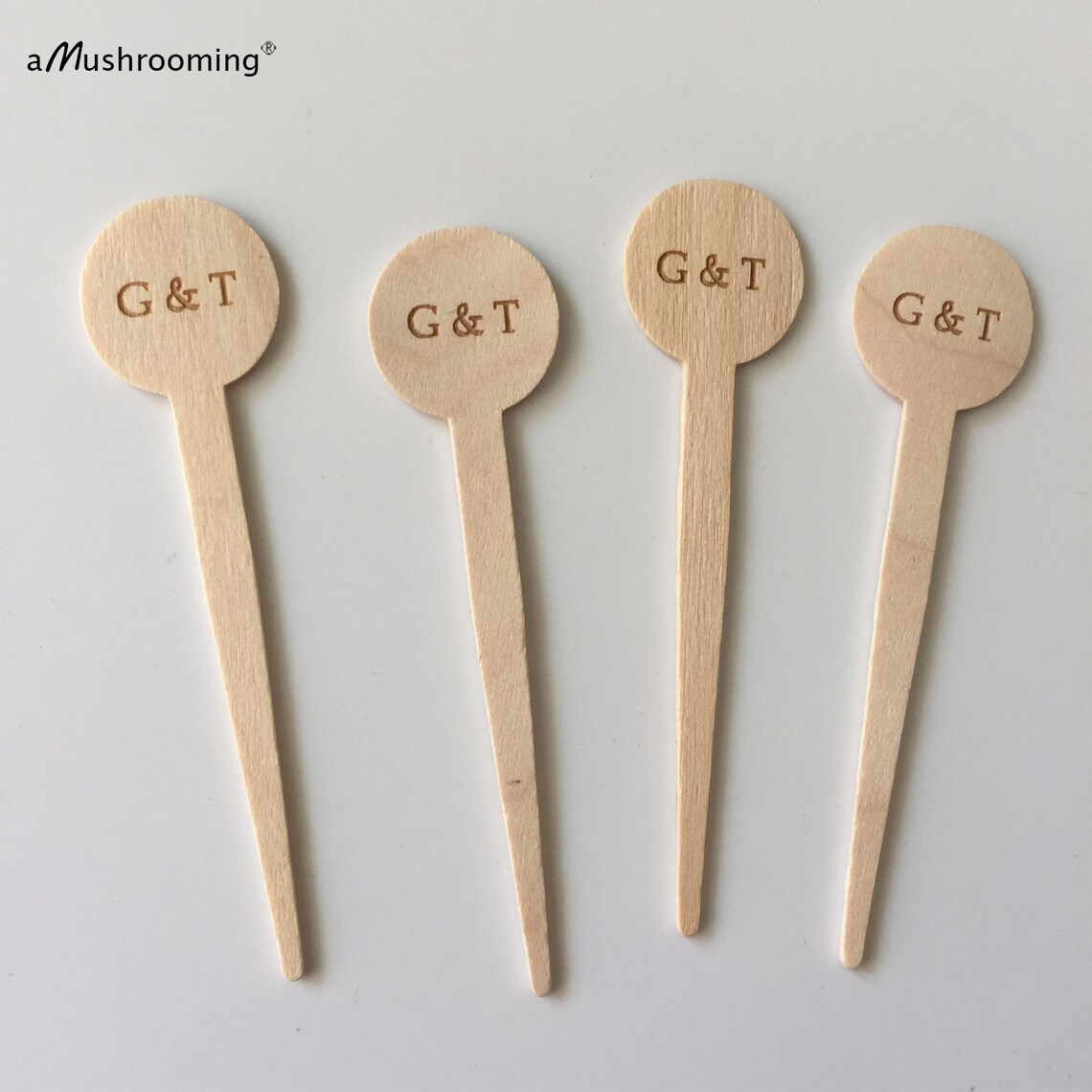 200pcs Wood Food Pick Sticks 8cm Cupcakes Toppers Initials Personalized ...