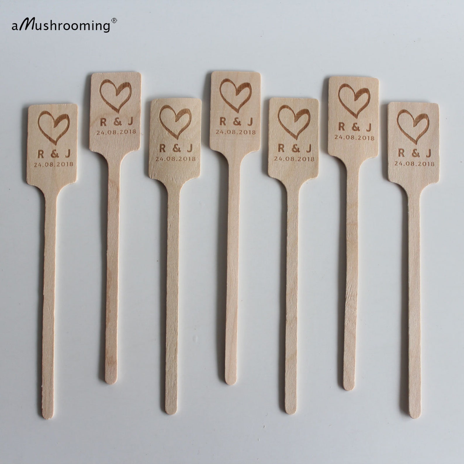 100 Custom Wooden Stir Sticks Heart for Wedding Cocktails - Etsy