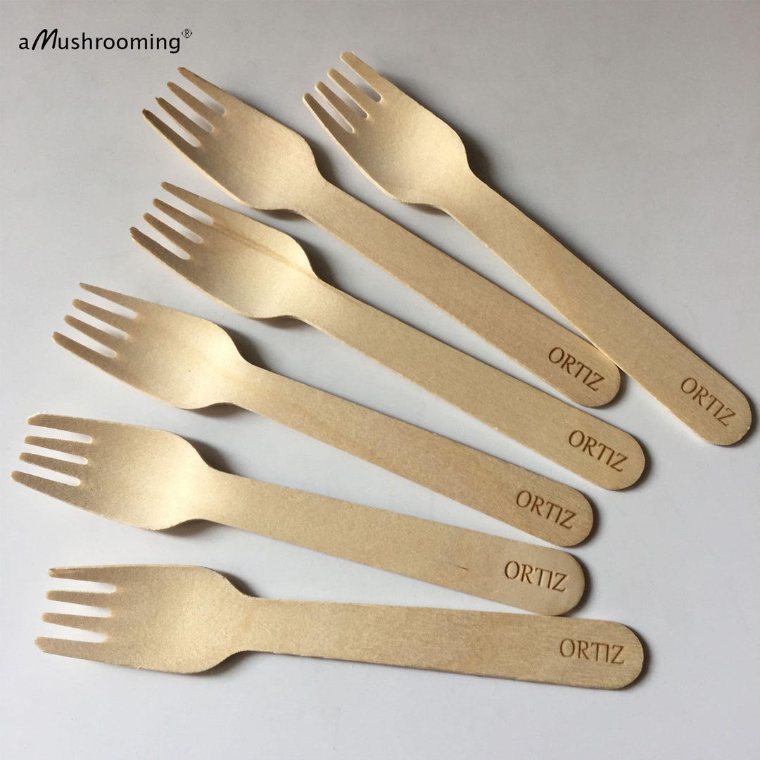 50 Customized Wooden Forks | Wedding Event | Birthday | Baby Shower ...