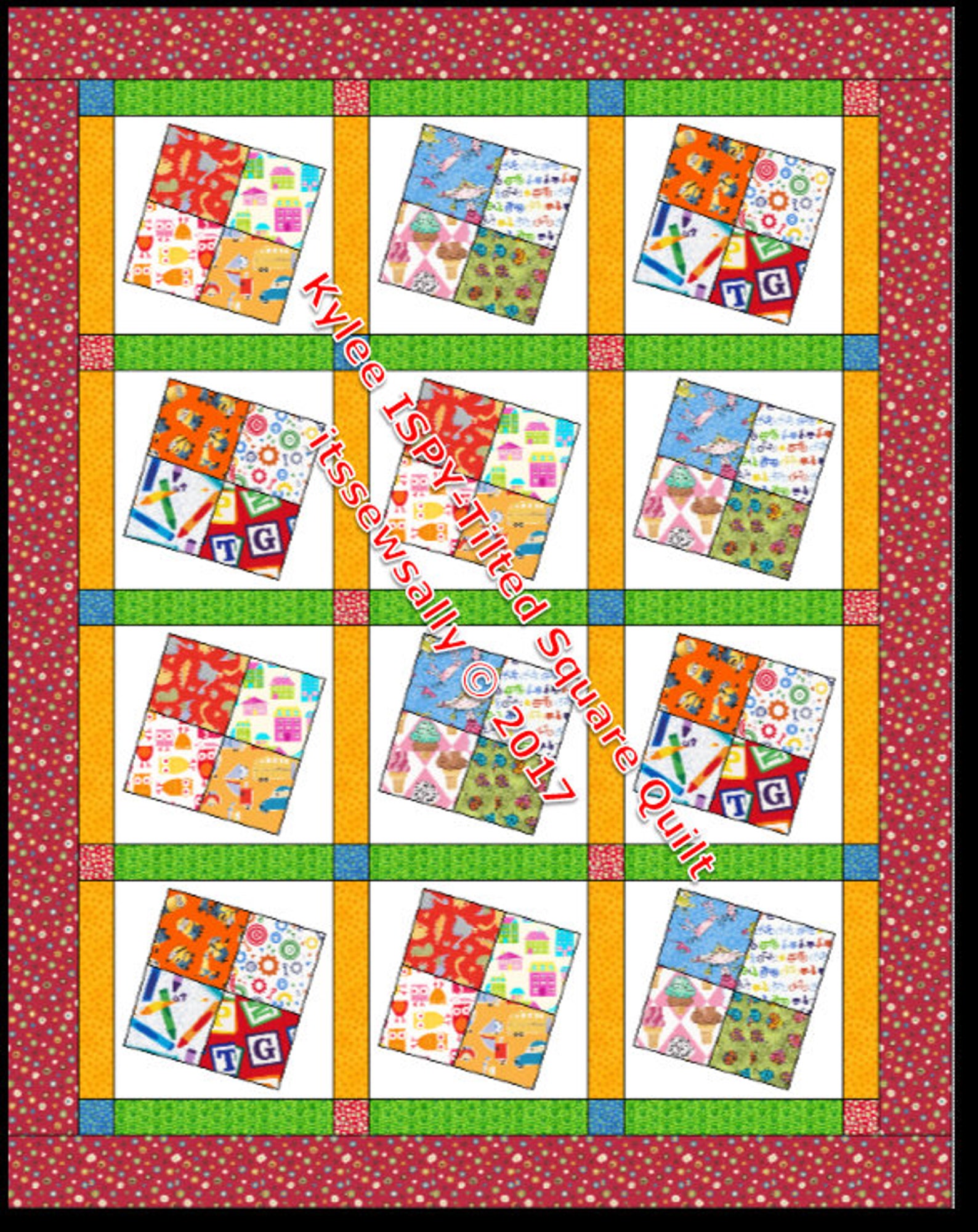 Ispy tilted Square Quilt Patterns2 Different Patterns & 2 | Etsy