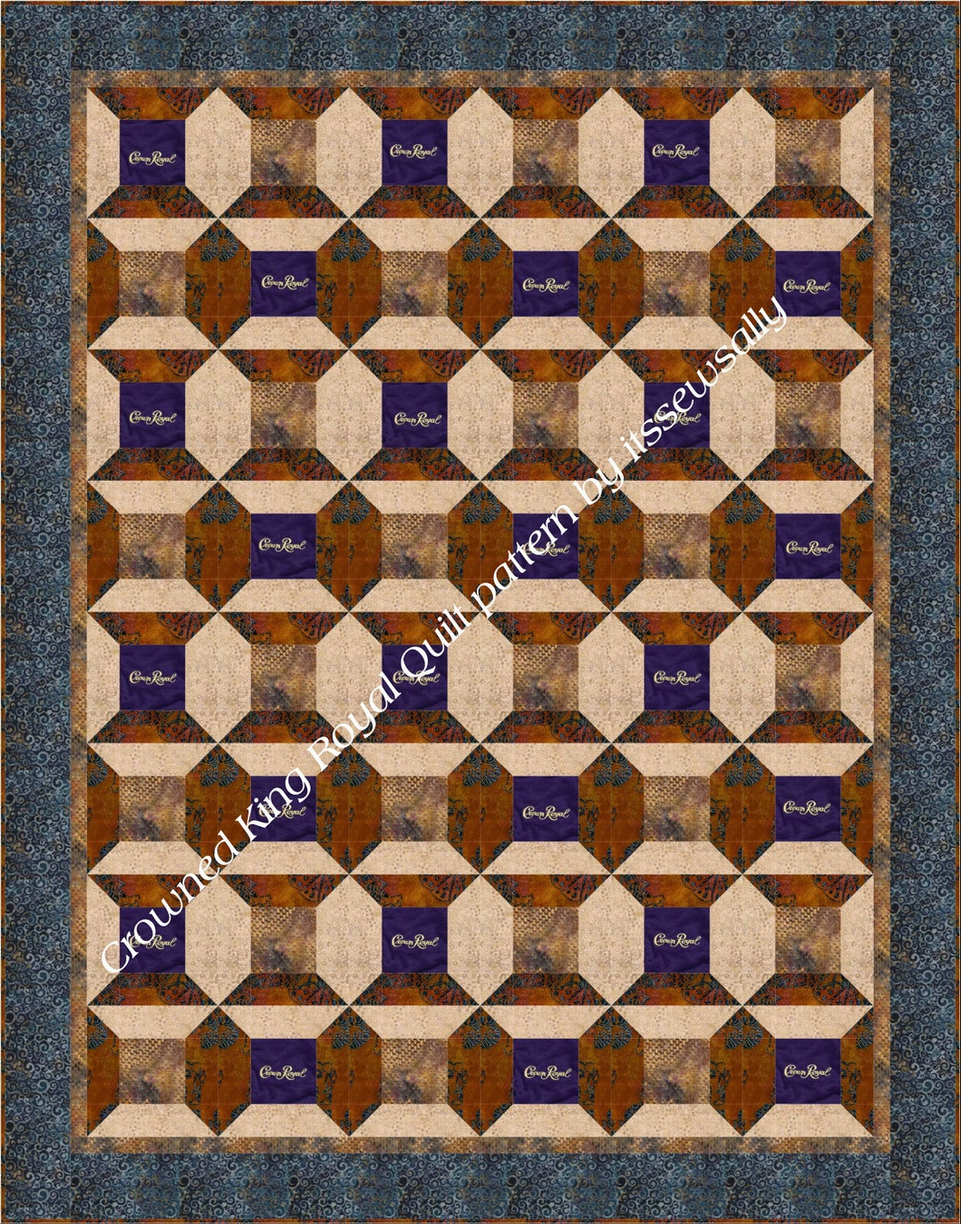 Crown Royal Quilt Pattern, Digital PDF Download, Simple One Block Throw ...
