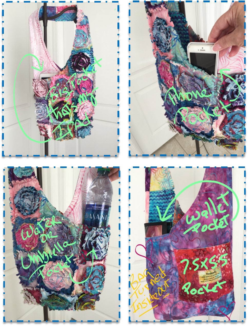 Rag Bag-pdf PATTERNS to Make a "full Circle" Shoulder Bag Bag 28" X 14 ...