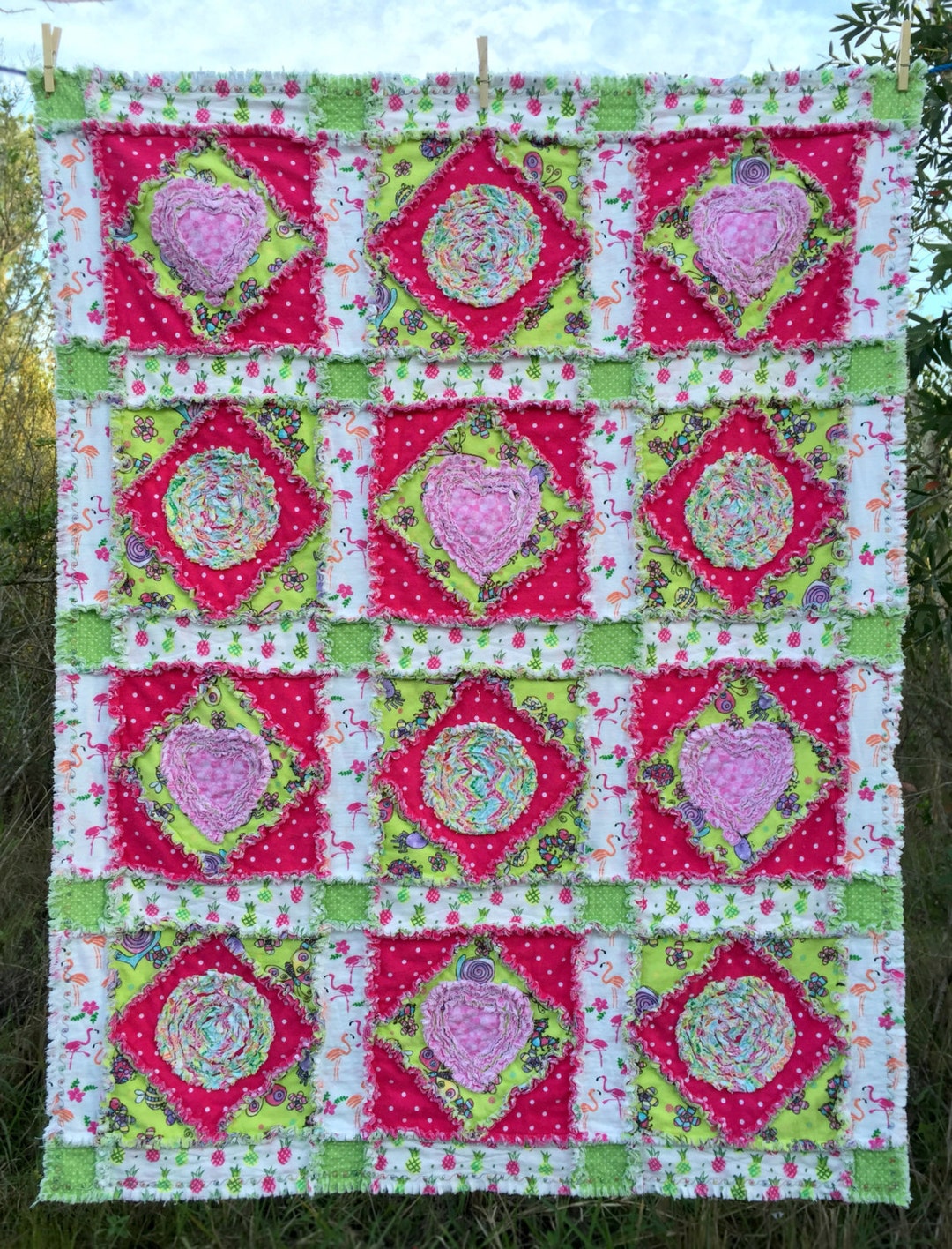 Rag Quilt PDF PATTERN- FREE Youtube Video on How to Sew This Quilt! Two ...