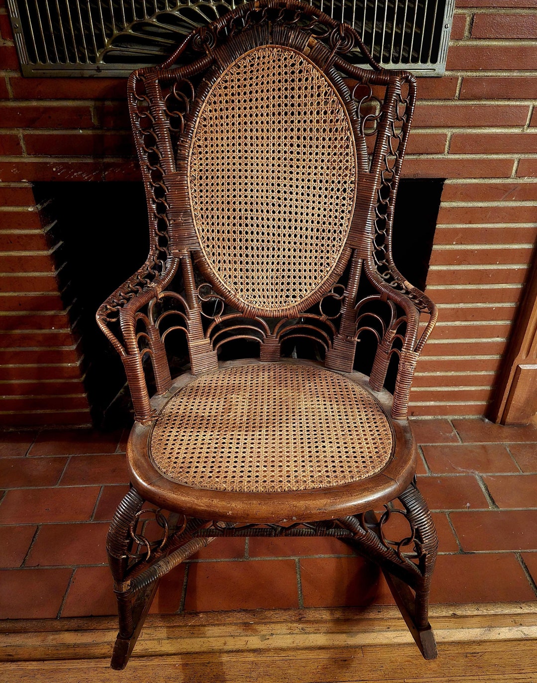 Antique 1920s Rattan Wicker Cane Rocking Chair - Etsy
