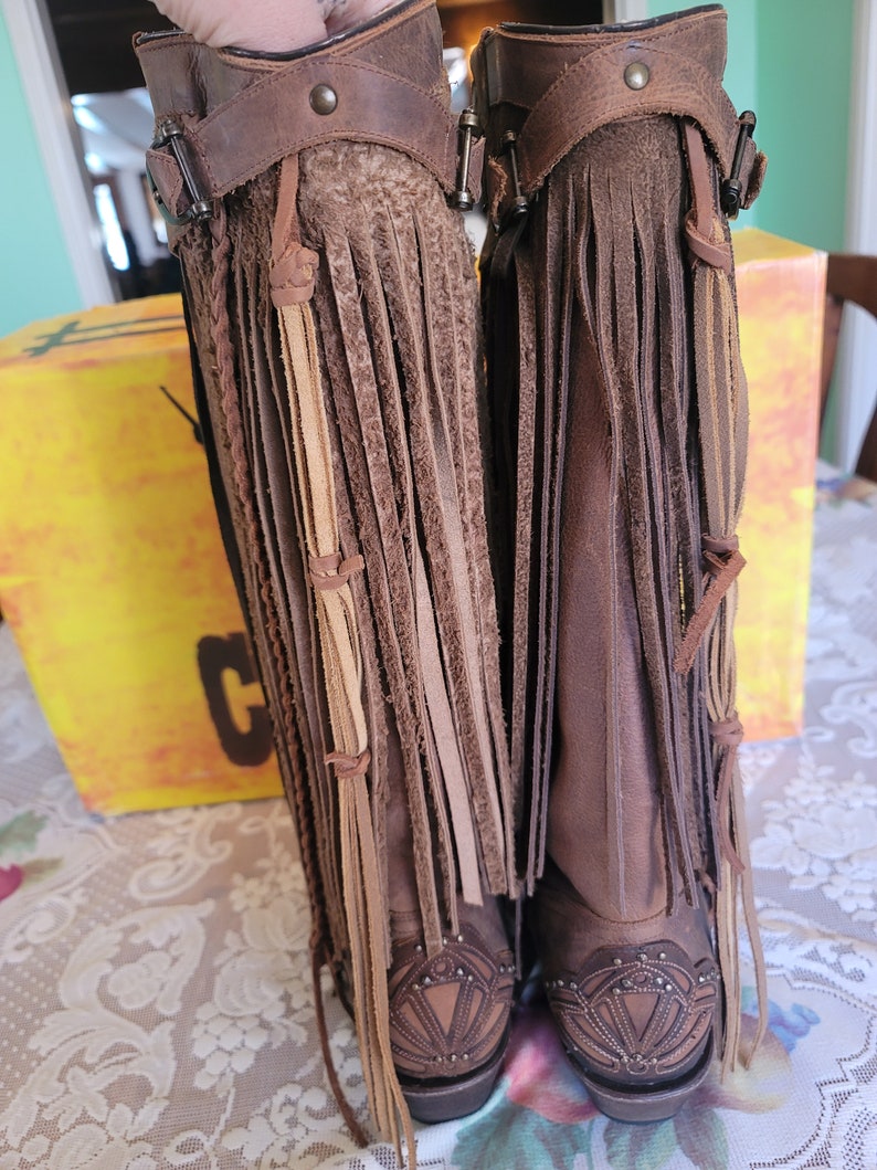 Rare Corral Brown Multi Fringe Harness Boots - Etsy