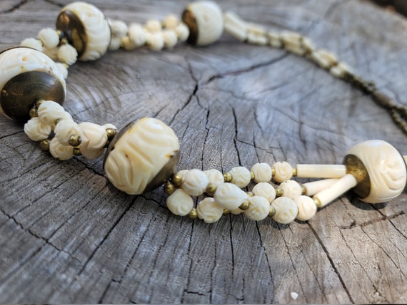 Antique Carved Bone Necklace | Etsy