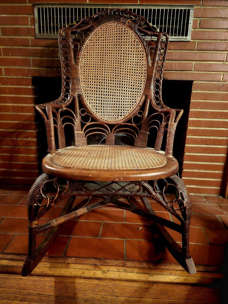 Antique 1920s Rattan Wicker Cane Rocking Chair - Etsy