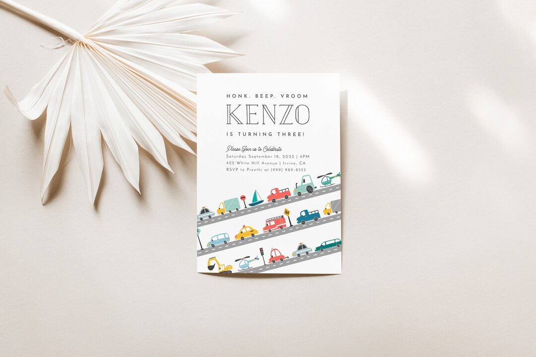 Transportation Birthday Invitation, Modern Minimalist Transportation ...