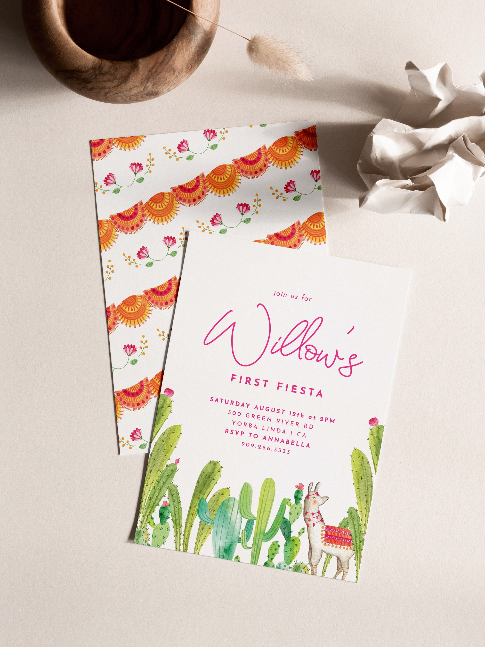 Fiesta Birthday Invitation, First Fiesta, 1st Fiesta Invitation, Cactus ...