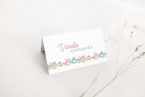 Tea Party Food Label | Tea Birthday | Modern Tea Party Food Label ...