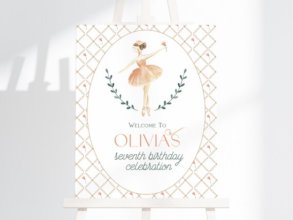 Ballerina Birthday Welcome Sign, Ballerina Birthday Welcome Sign ...