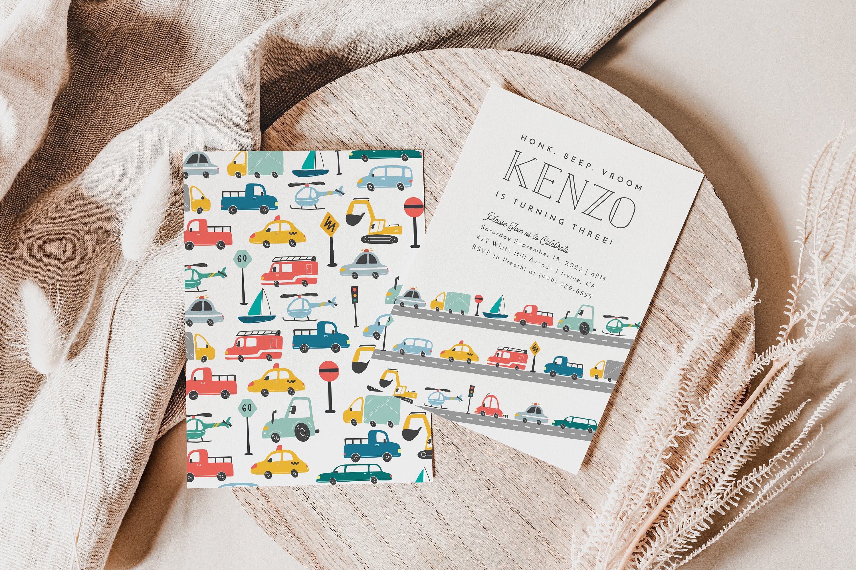 Transportation Birthday Invitation, Modern Minimalist Transportation ...