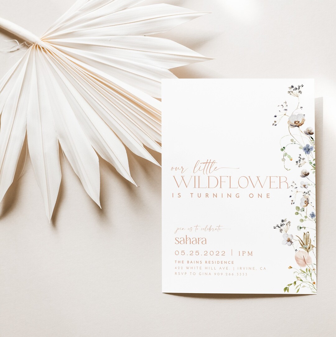 Wildflower Birthday Invitation, Flower Birthday Invite, EDITABLE ...