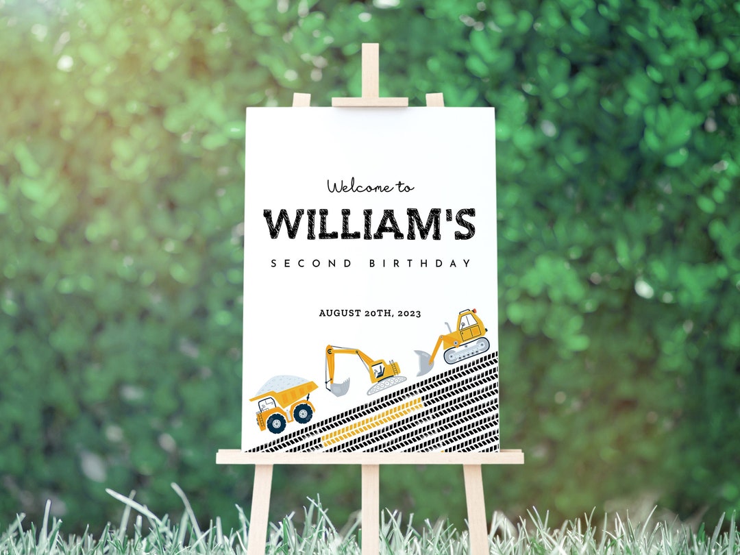 Construction Birthday Welcome Sign, Editable Transportation Theme ...
