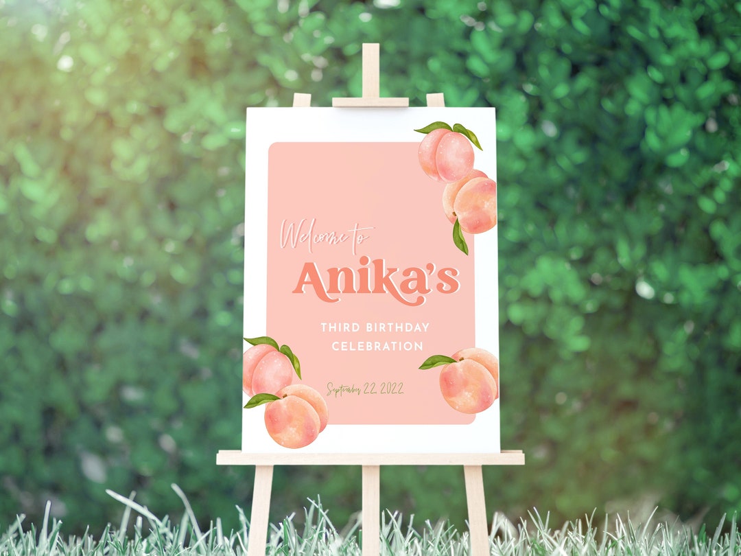 Sweet as a Peach Welcome Poster| Peaches Birthday | Modern Retro Peach ...