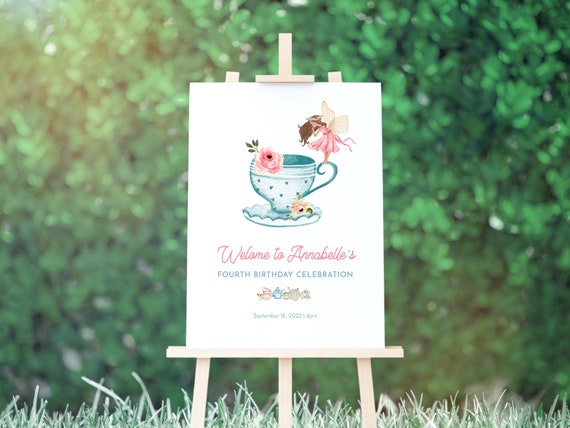 Tea Party Welcome Poster | Tea Birthday | Modern Tea Party Welcome Sign ...