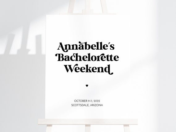 Bachelorette Weekend Welcome Sign, Retro Modern Minimal Bachelorette ...