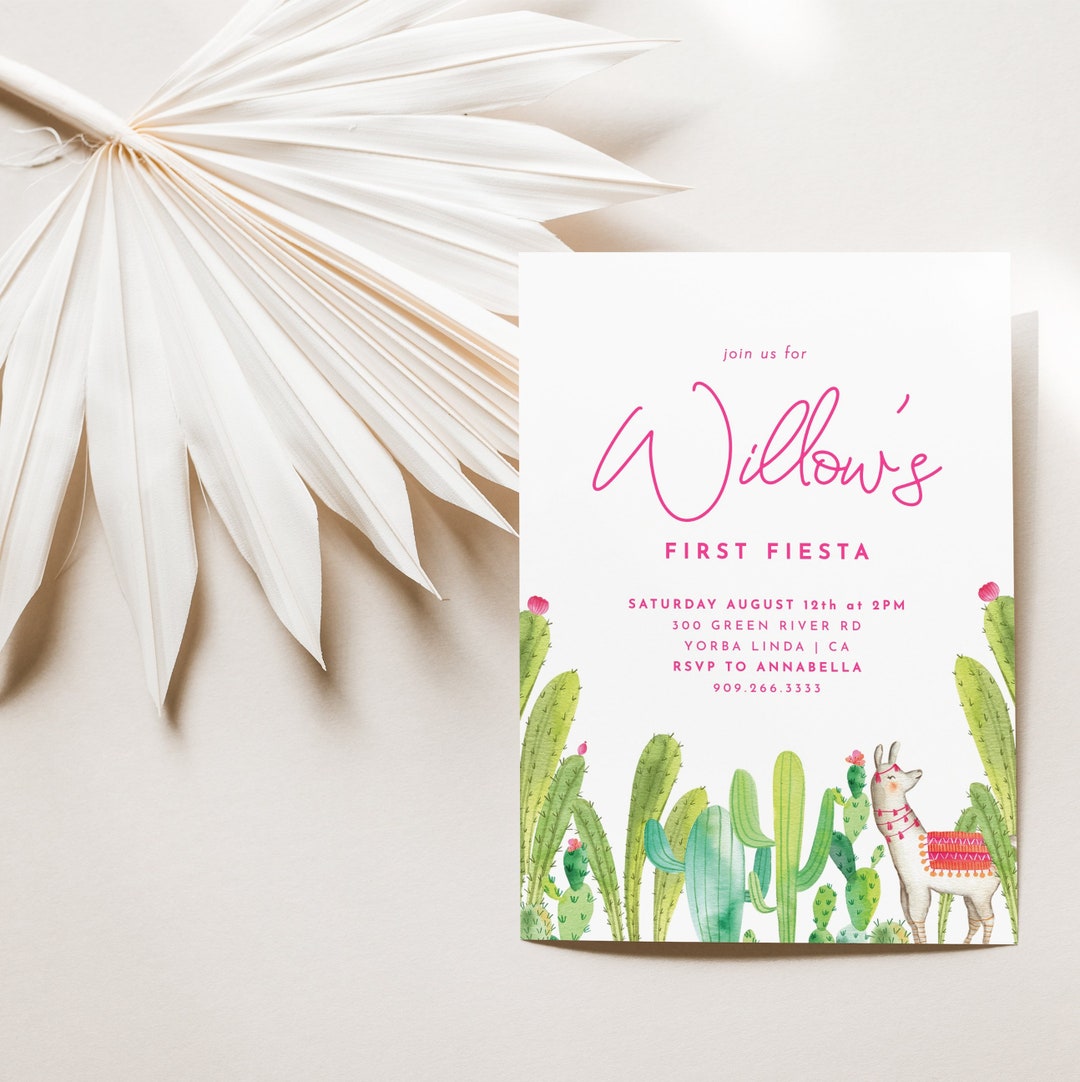 Fiesta Birthday Invitation, First Fiesta, 1st Fiesta Invitation, Cactus ...
