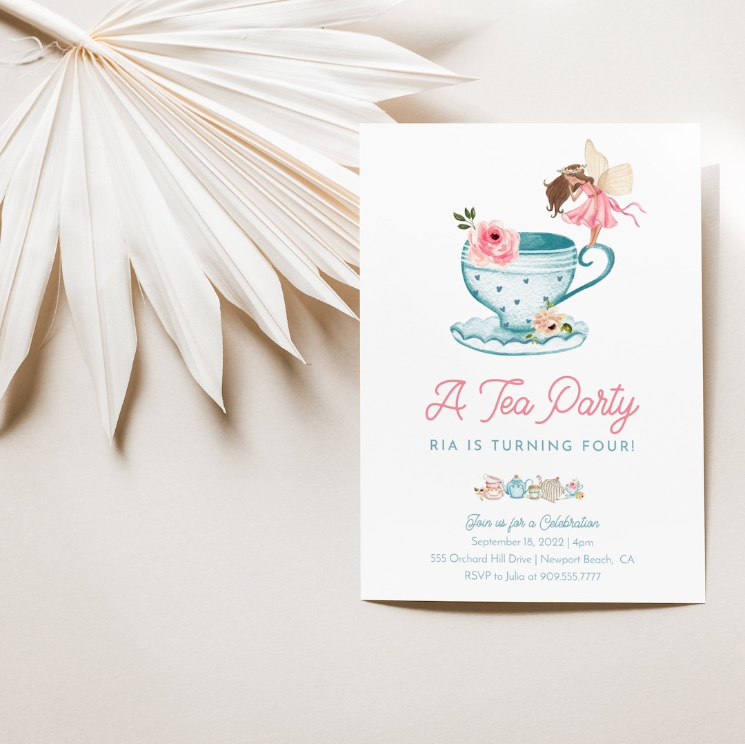 Tea Party Invitation | Tea Birthday | Modern Tea Party Birthday Invite ...