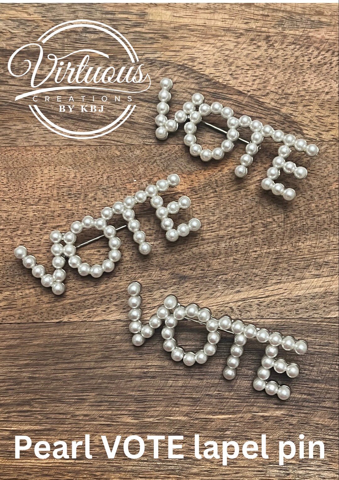 Large Pearl Vote Pin Silver or Gold - Etsy