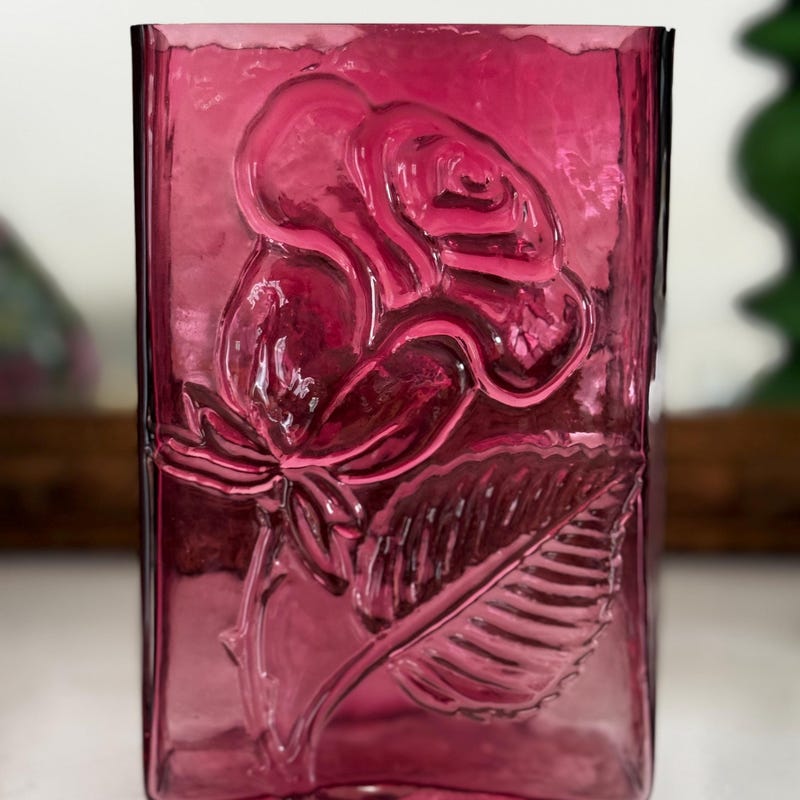 Fenton Cranberry Vases - Etsy