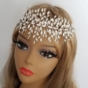 LARGE RHINESTONE HEADPIECE Silver Tone Crystal Rhinestone Bridal Head ...