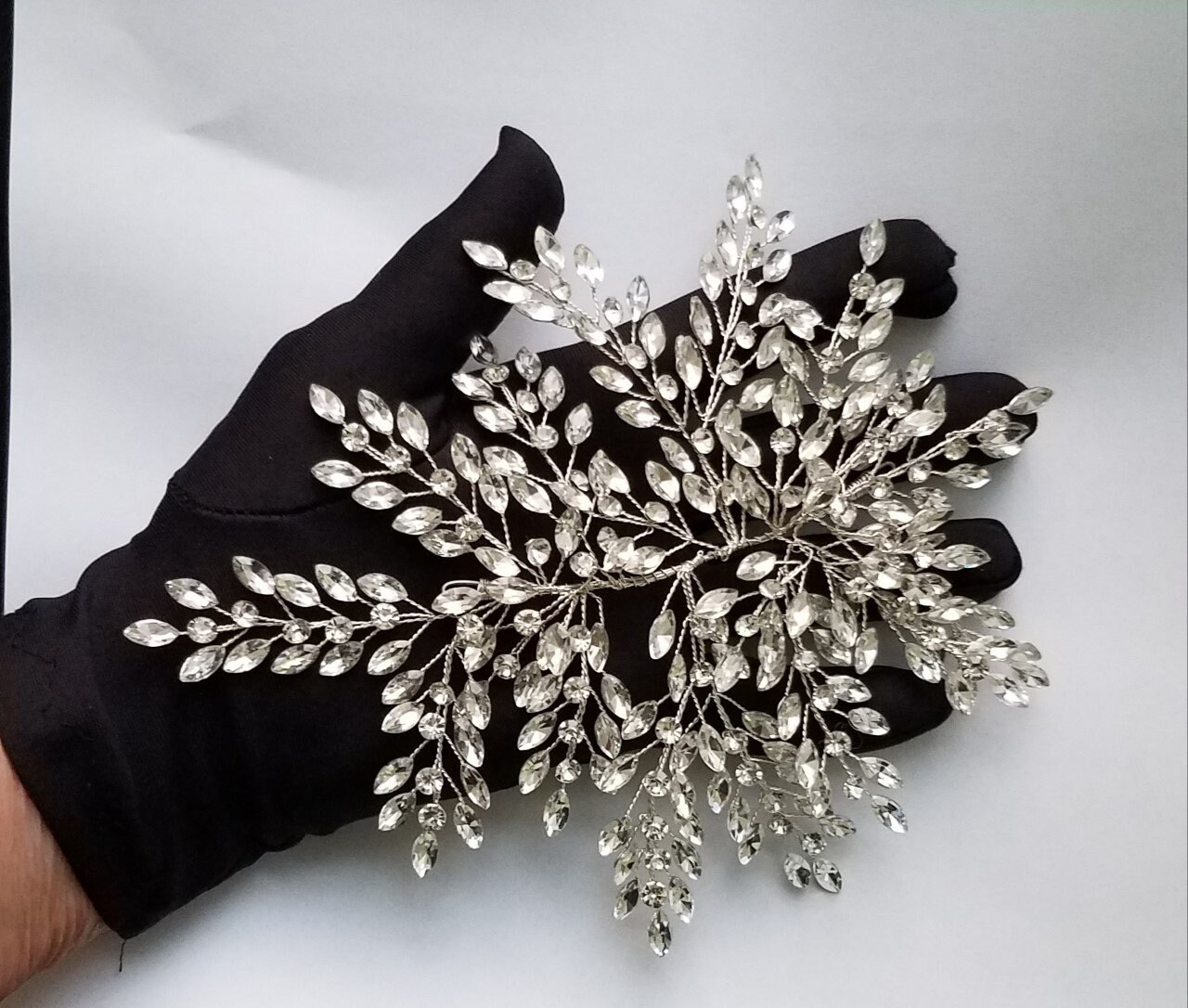 LARGE RHINESTONE BRIDAL Headpiece, With or Without Birdcage, Tulle or ...