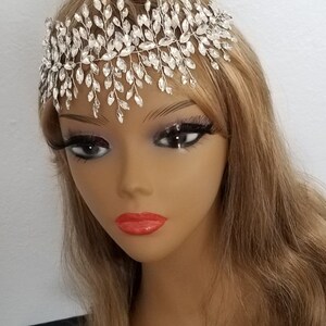 LARGE RHINESTONE HEADPIECE Silver Tone Crystal Rhinestone Bridal Head ...