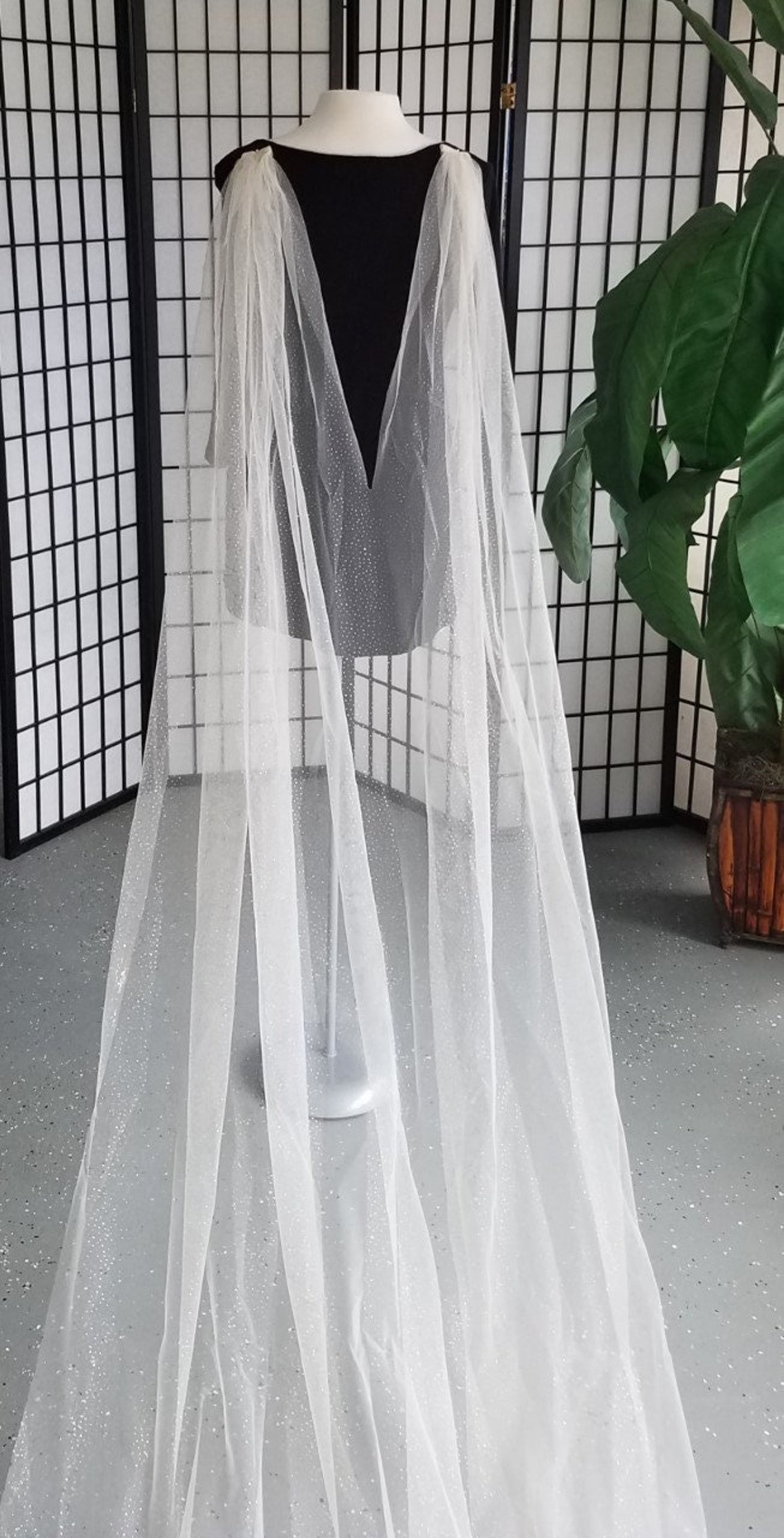 SPARKLE CAPE VEIL Black White off White Ivory Champagne | Etsy