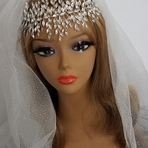 LARGE RHINESTONE HEADPIECE Silver Tone Crystal Rhinestone Bridal Head ...