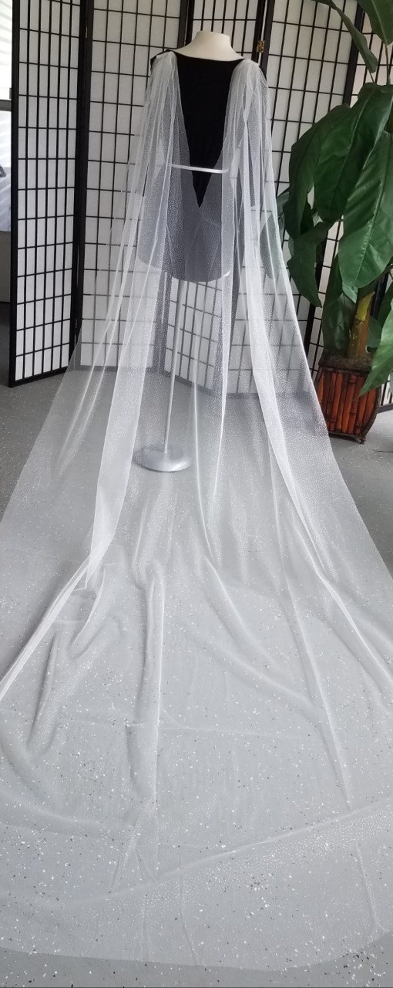 SPARKLE CAPE VEIL, Black, White, off White, Ivory, Champagne, Cathedral ...