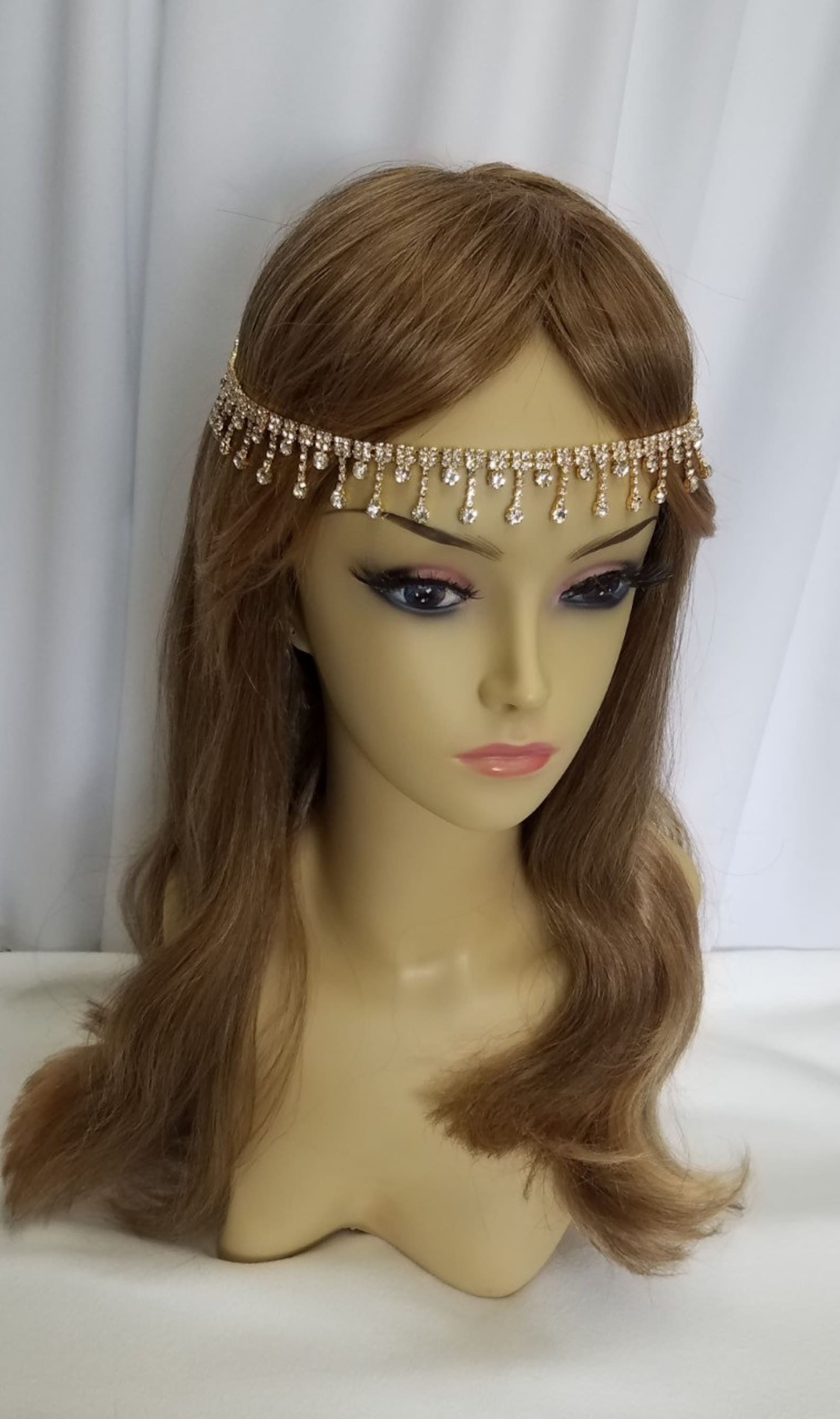RHINESTONE HEAD CHAIN Gold or Silver Gatsby Headpiece With or - Etsy