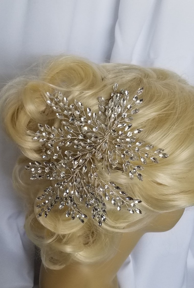 LARGE RHINESTONE BRIDAL Headpiece, With or Without Birdcage, Tulle or ...