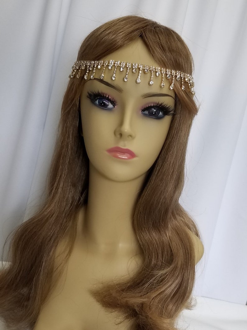 RHINESTONE HEAD CHAIN Gold or Silver Gatsby Headpiece With or - Etsy