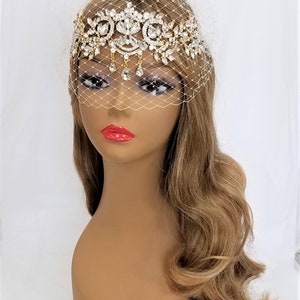 CRYSTAL RHINESTONE HEADPIECE Silver or Gold Tone Rhinestone Bridal Head ...